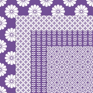 Lavender & White Floral Digital Paper Pack. 32 Lavender and White ...