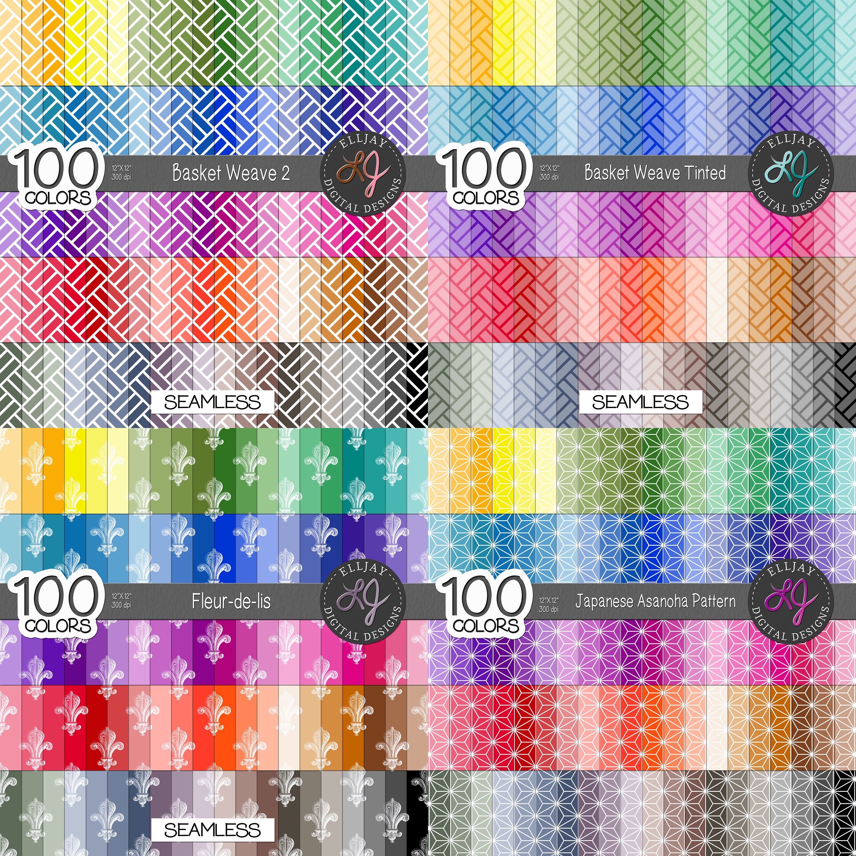 100 Color Digital Paper Pack: 25 Pattern Set (digital Download) - Etsy