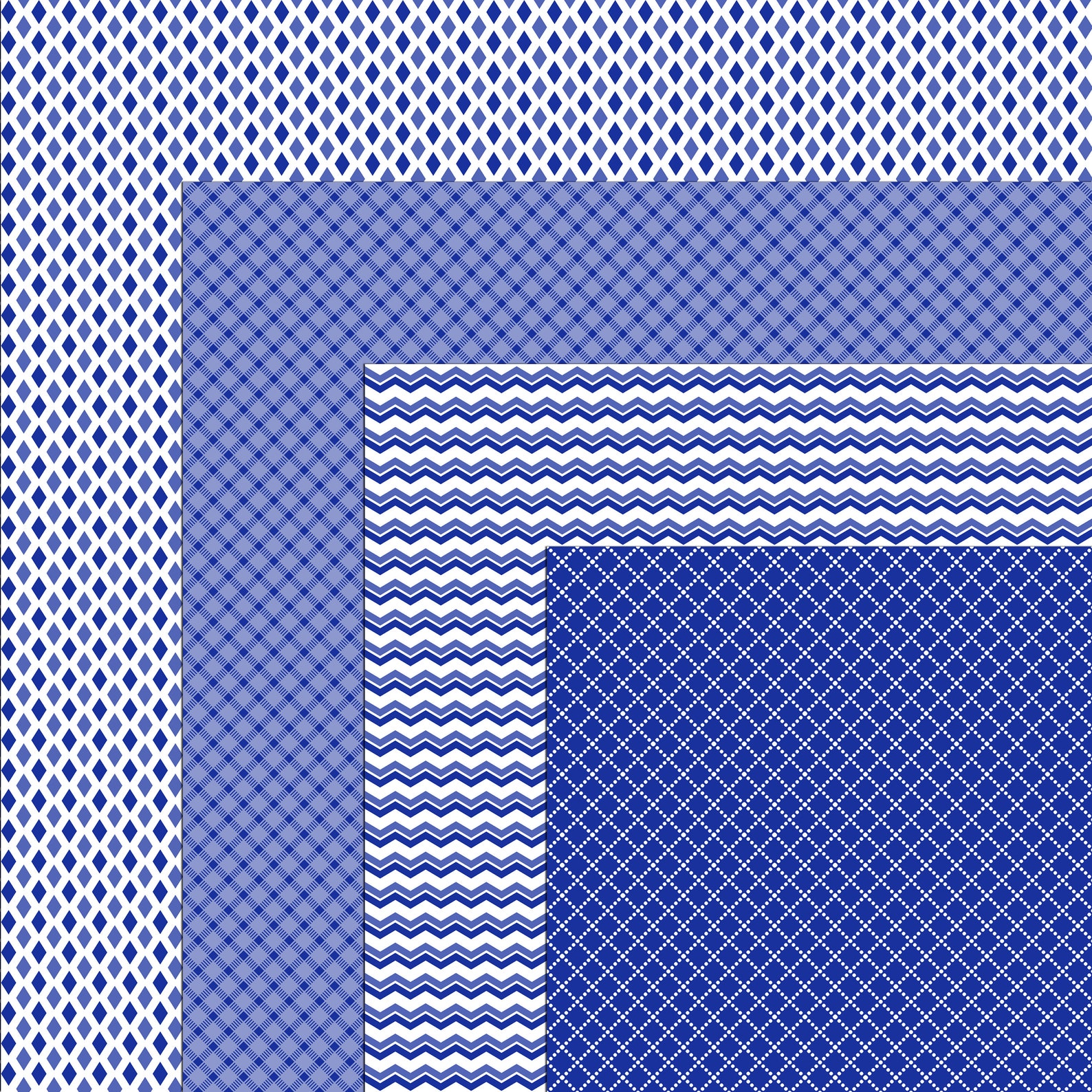 Royal Blue Digital Paper Pack: Seamless Small Patterns (digital ...