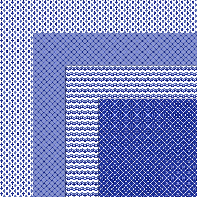Royal Blue Digital Paper Pack With Small Patterns. Royal Blue ...