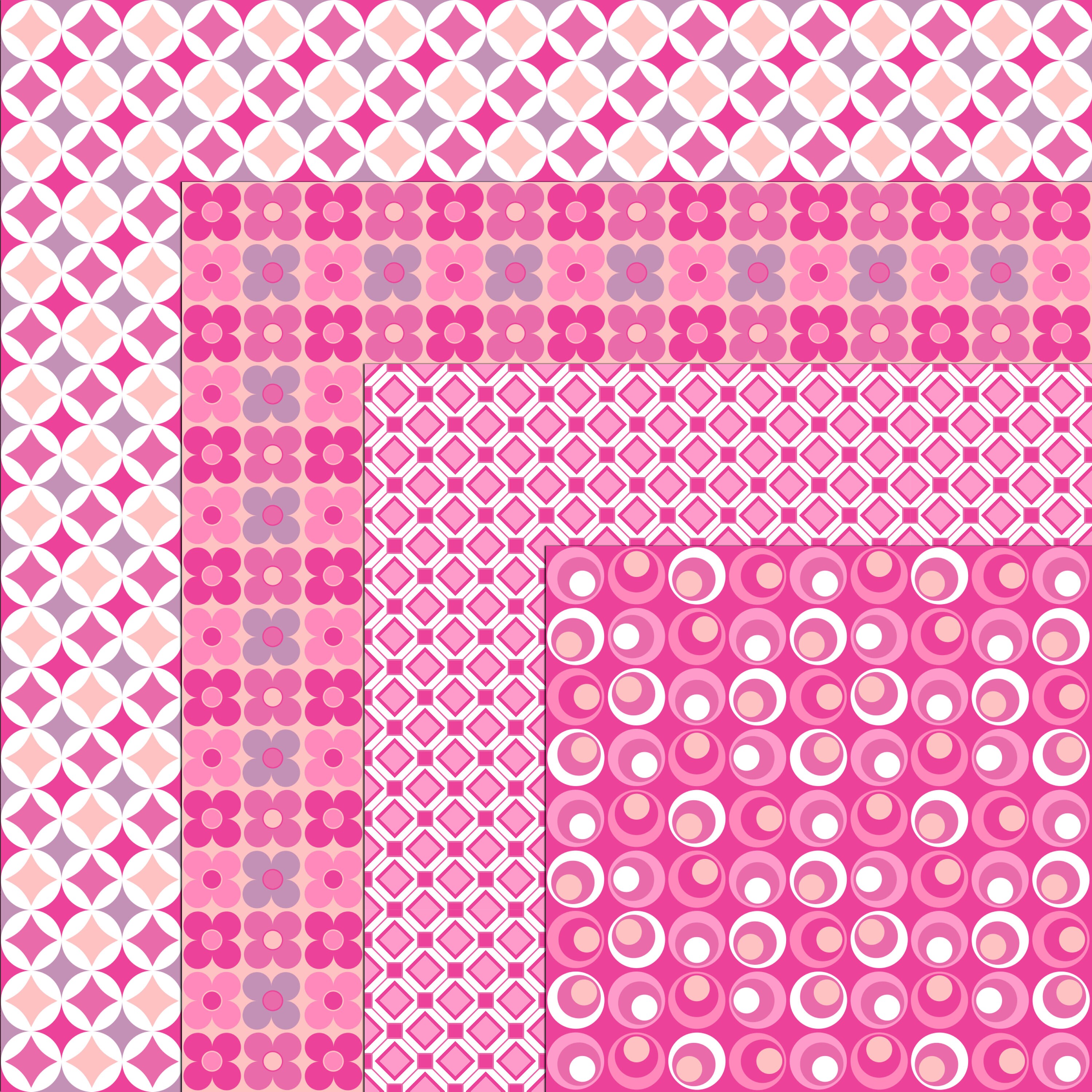 Pink Retro Digital Paper Pack. Retro Patterns in Shades of Pink. Pink ...