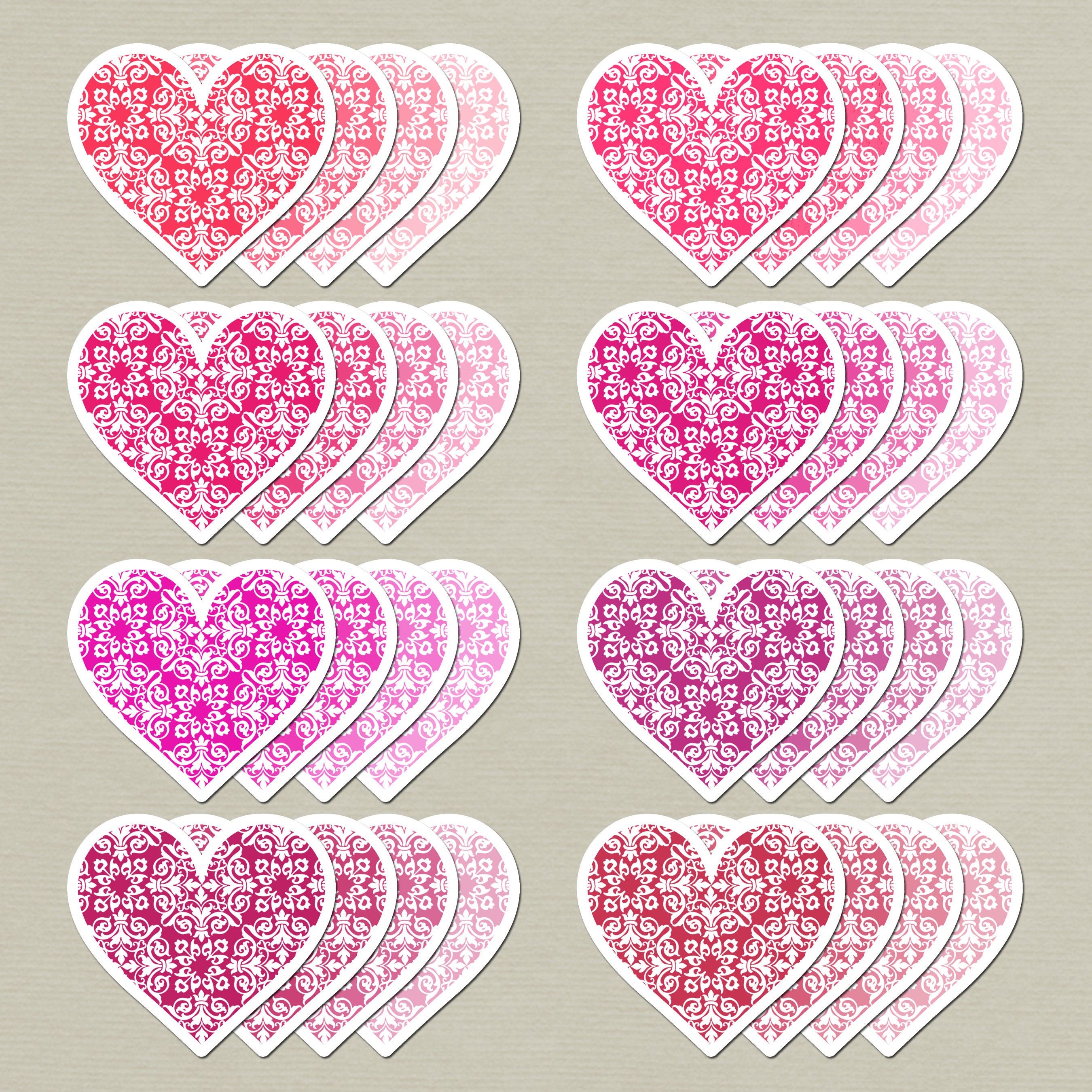 Pink Heart Clipart. Shades of Pink Hearts. Pink Heart PNG Files ...