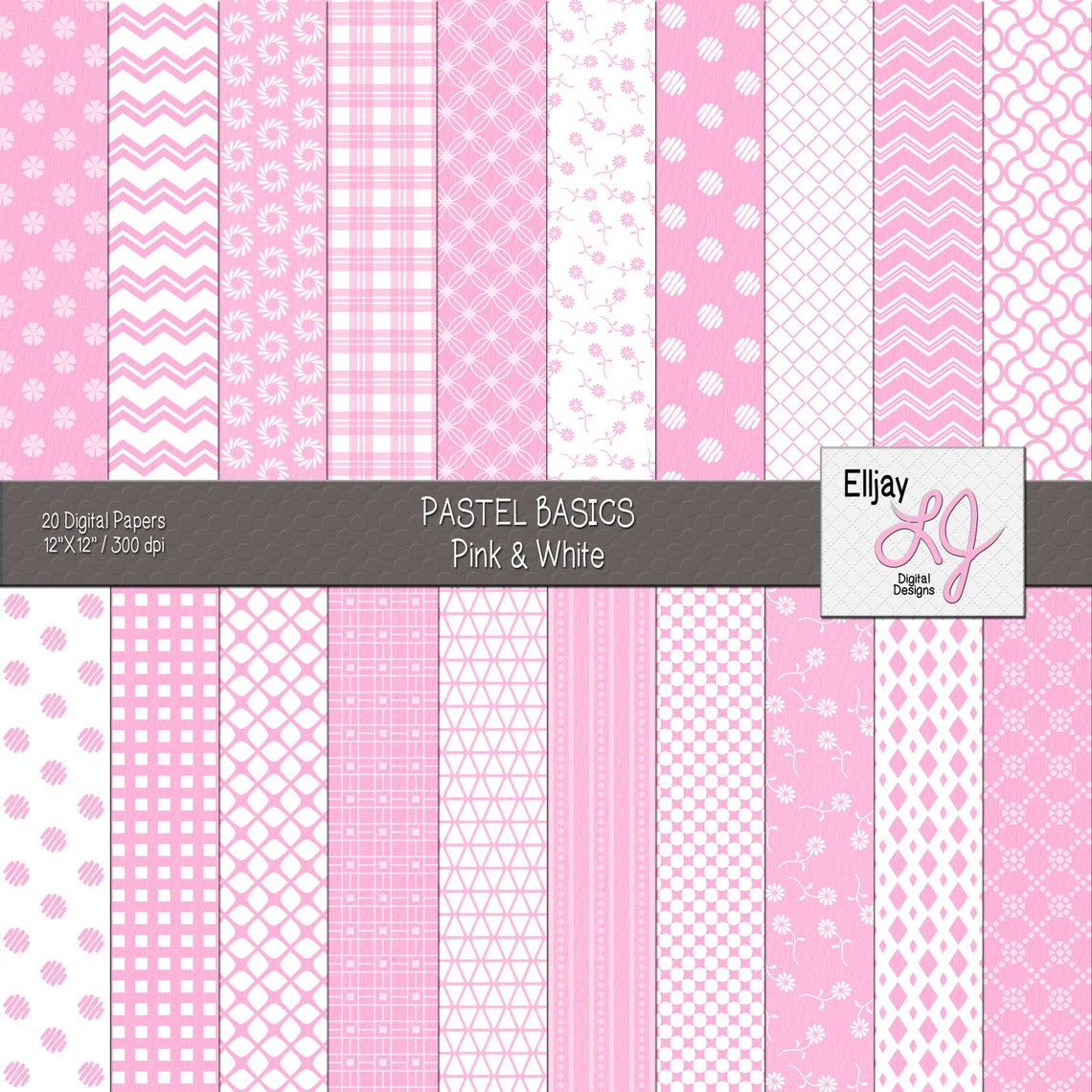 Pastel Digital Paper Pack: Light Texture Scrapbook Patterns (digital ...