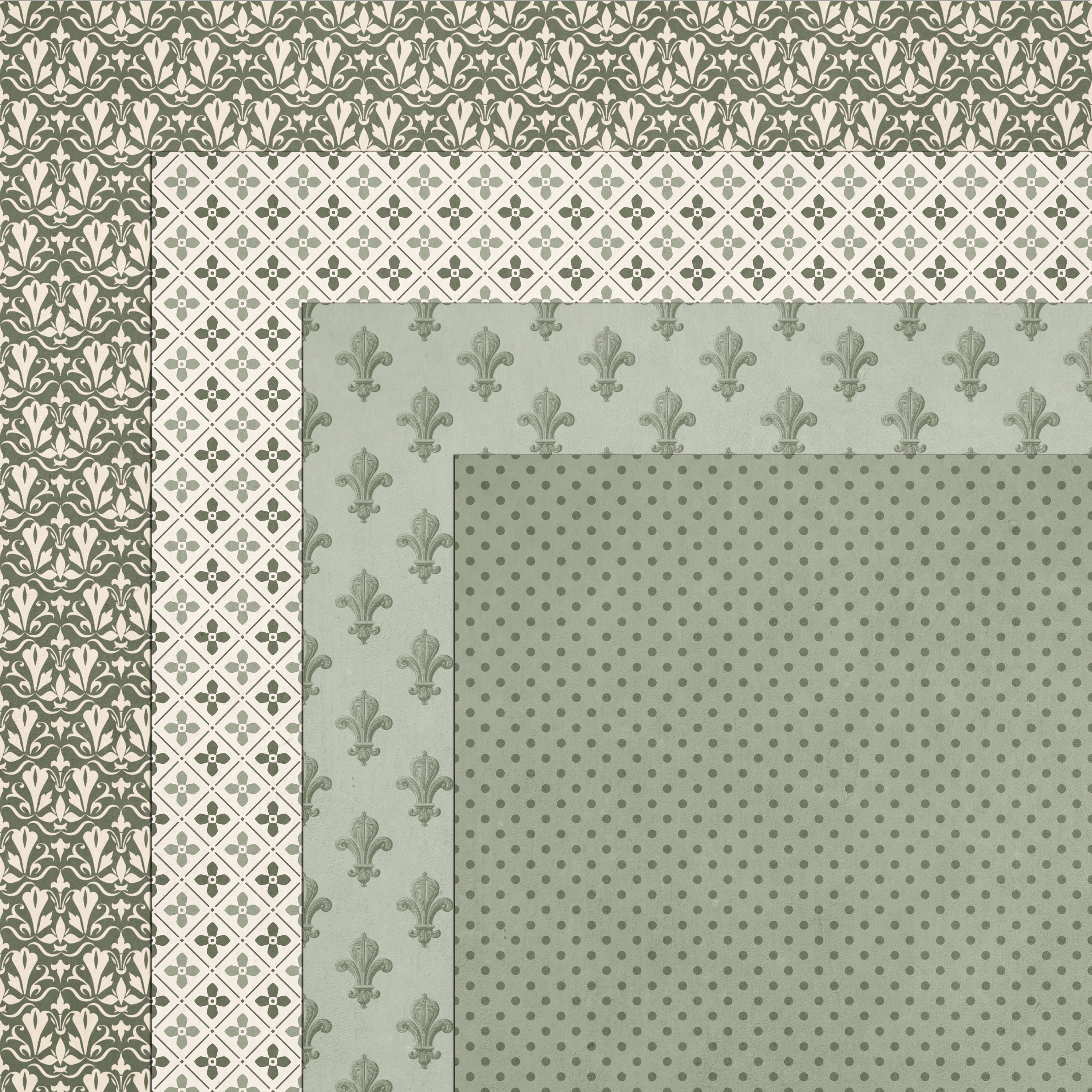 Sage Damask Digital Paper Pack. Light Grunge Textured Paper. Sage ...