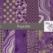 Purple and Gold Glitter Digital Papers: Damask, Marble, Scales (digital ...