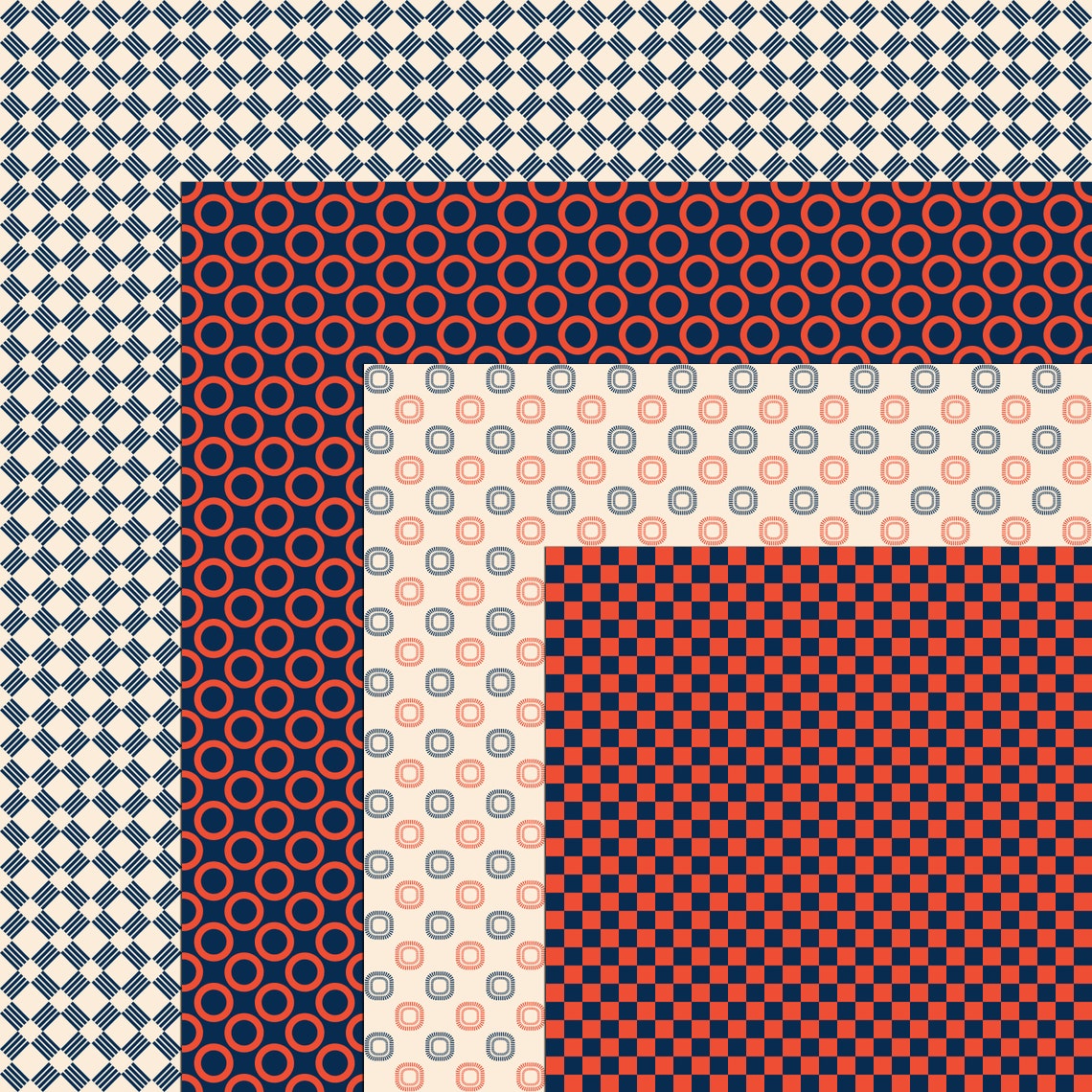 Navy Blue & Orange Digital Paper Pack. Sports Colors. Blue and Orange ...