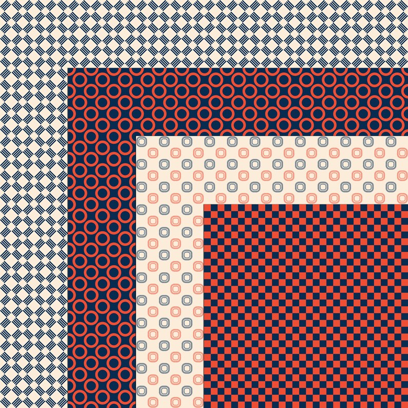 Navy Blue & Orange Digital Paper Pack. Sports Colors. Blue and Orange ...