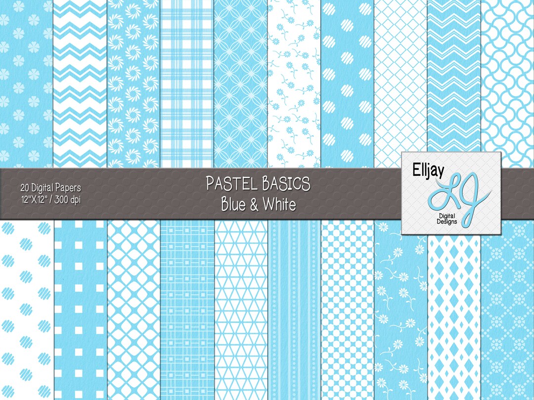 Pastel Blue Digital Paper Pack With a Light Texture. Great for - Etsy