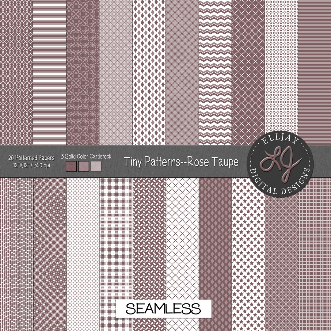 Rose Taupe Digital Paper Pack With Small Patterns. Background Digital ...