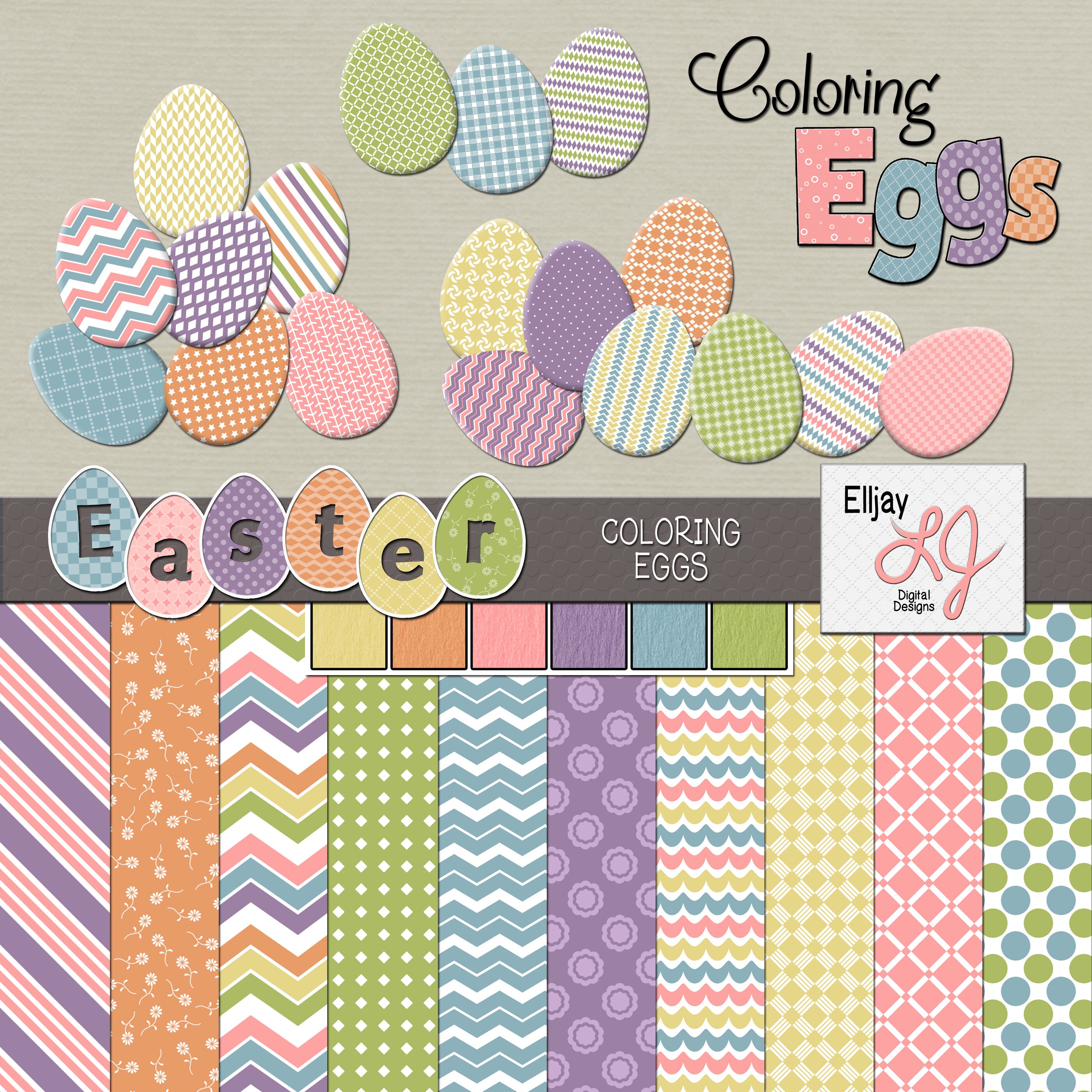 Easter Digital Paper Pack With Easter Egg Clipart and Easter - Etsy