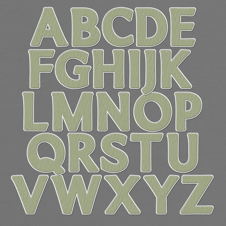 Sage Green Pattern Alphabet PNG Clipart (digital Download) - Etsy