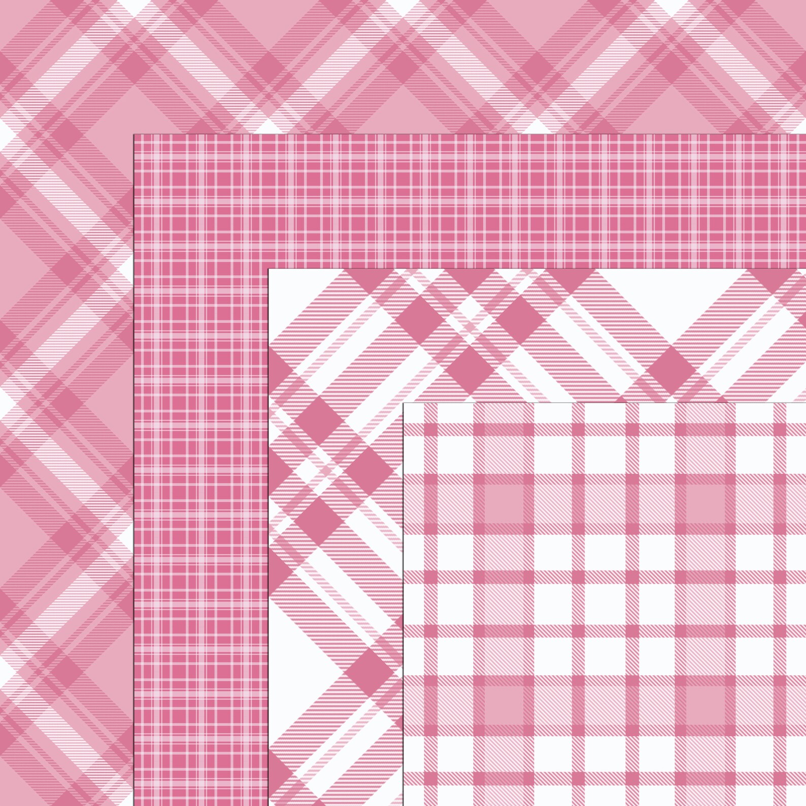 Pink Plaid Digital Paper Pack. Valentine Digital Scrapbook Paper Pack ...