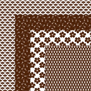 Chocolate Brown Floral Digital Paper Pack. Brown Scrapbook Paper. Brown ...