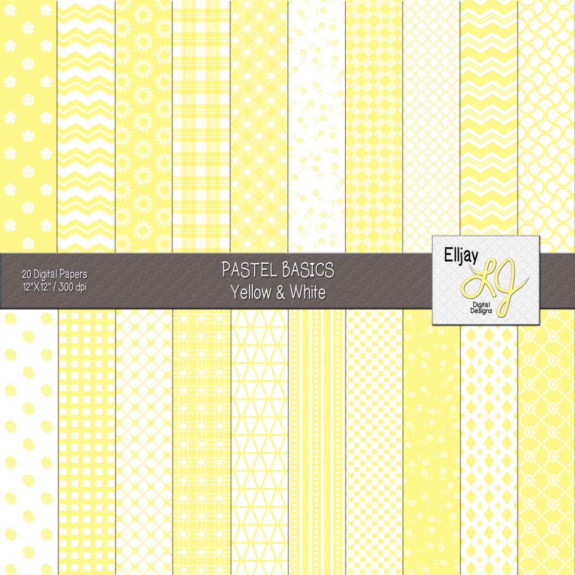 Pastel Yellow Digital Paper Pack With Light Texture. Great for - Etsy