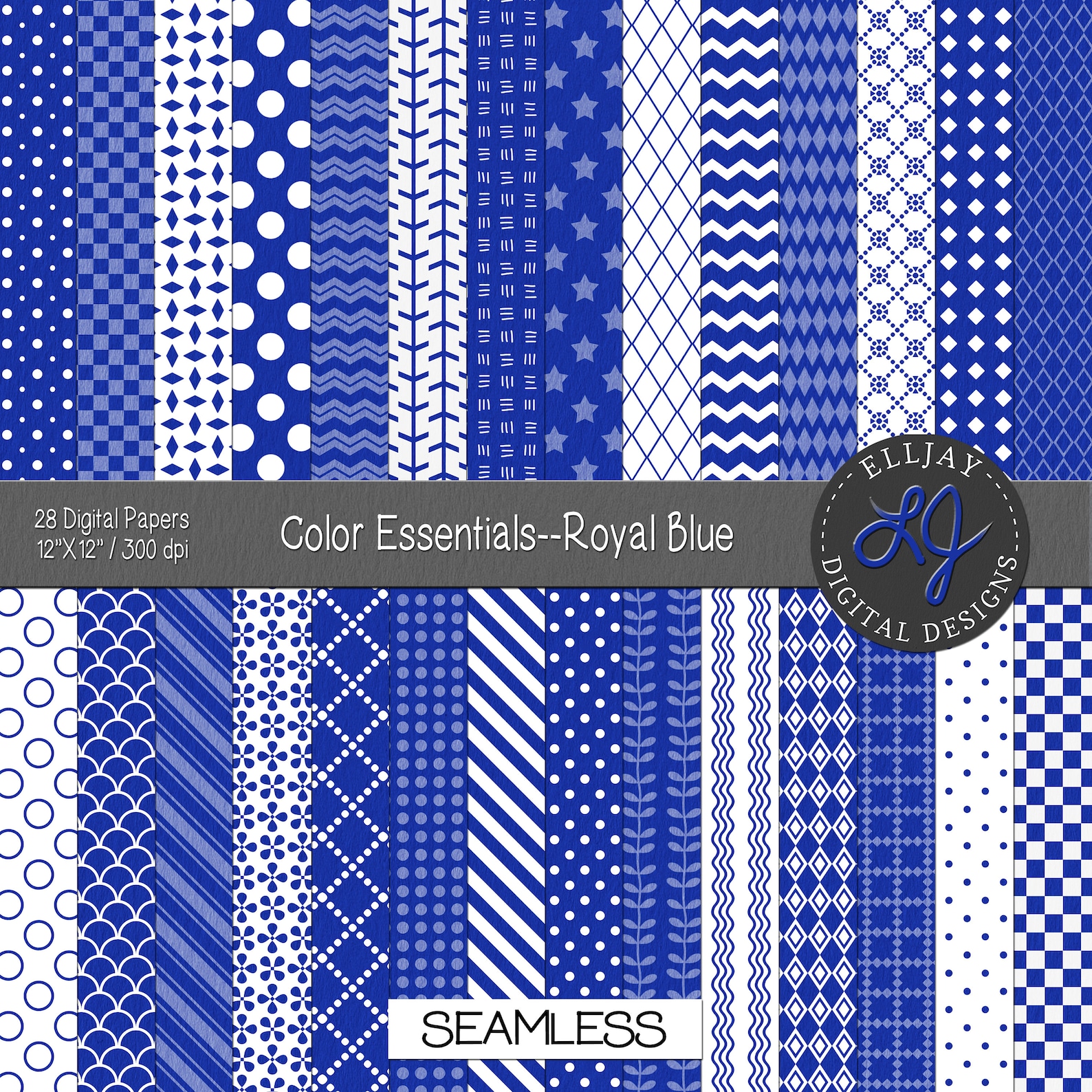 Royal Blue Digital Paper: Light Texture Scrapbook Patterns (digital ...