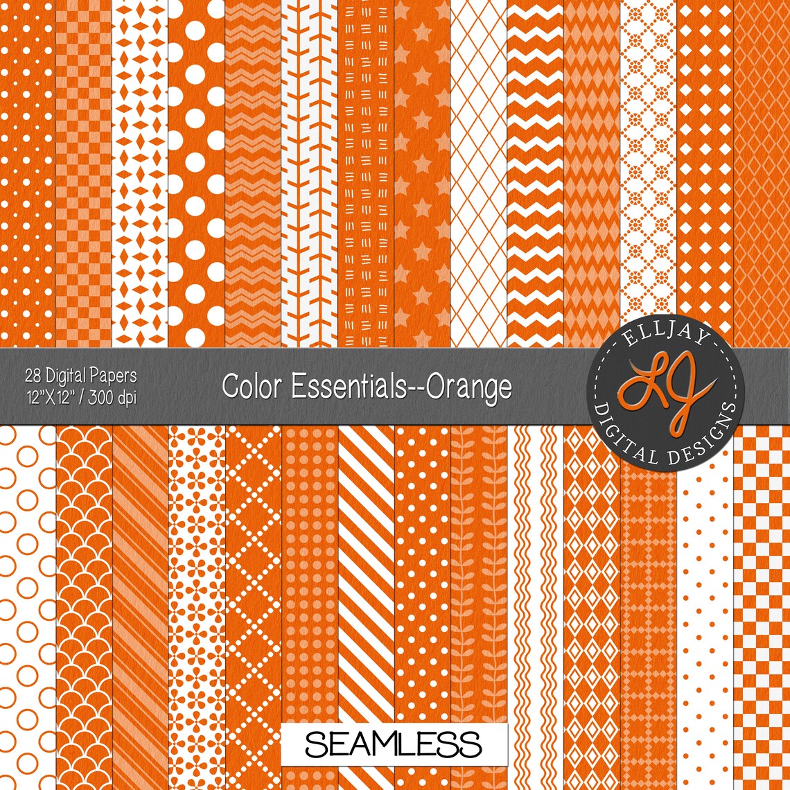 Orange Digital Paper Kit With Light Texture. Graduations, Scrapbooking ...