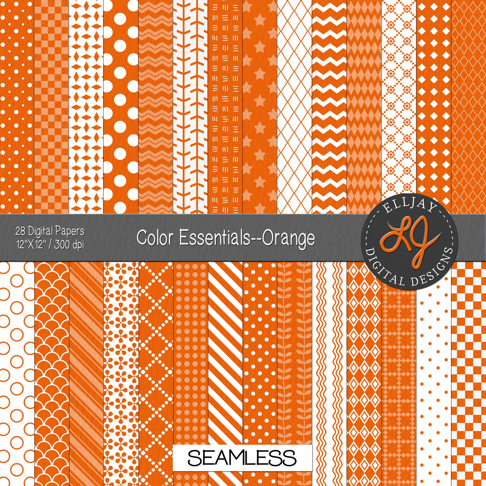 Orange Digital Paper Kit With Light Texture. Graduations, Scrapbooking ...