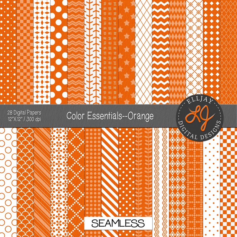 Orange Digital Paper Kit With Light Texture. Graduations, Scrapbooking ...