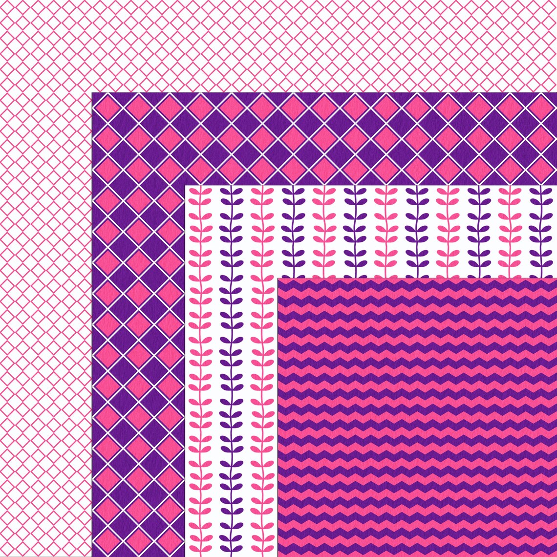 Purple & Pink Digital Paper Pack: Seamless Patterns (digital Download ...