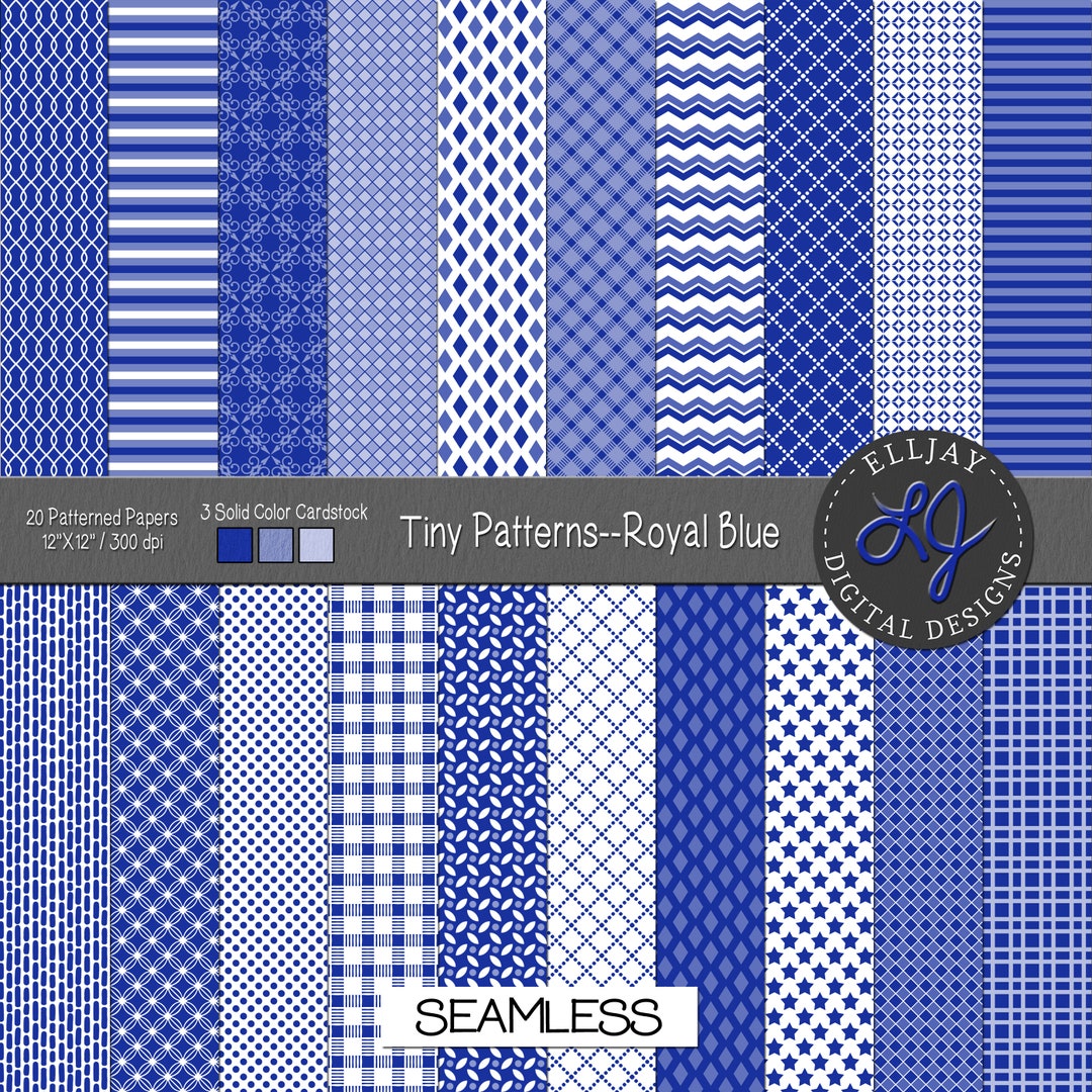 Royal Blue Digital Paper Pack With Small Patterns. Royal Blue ...