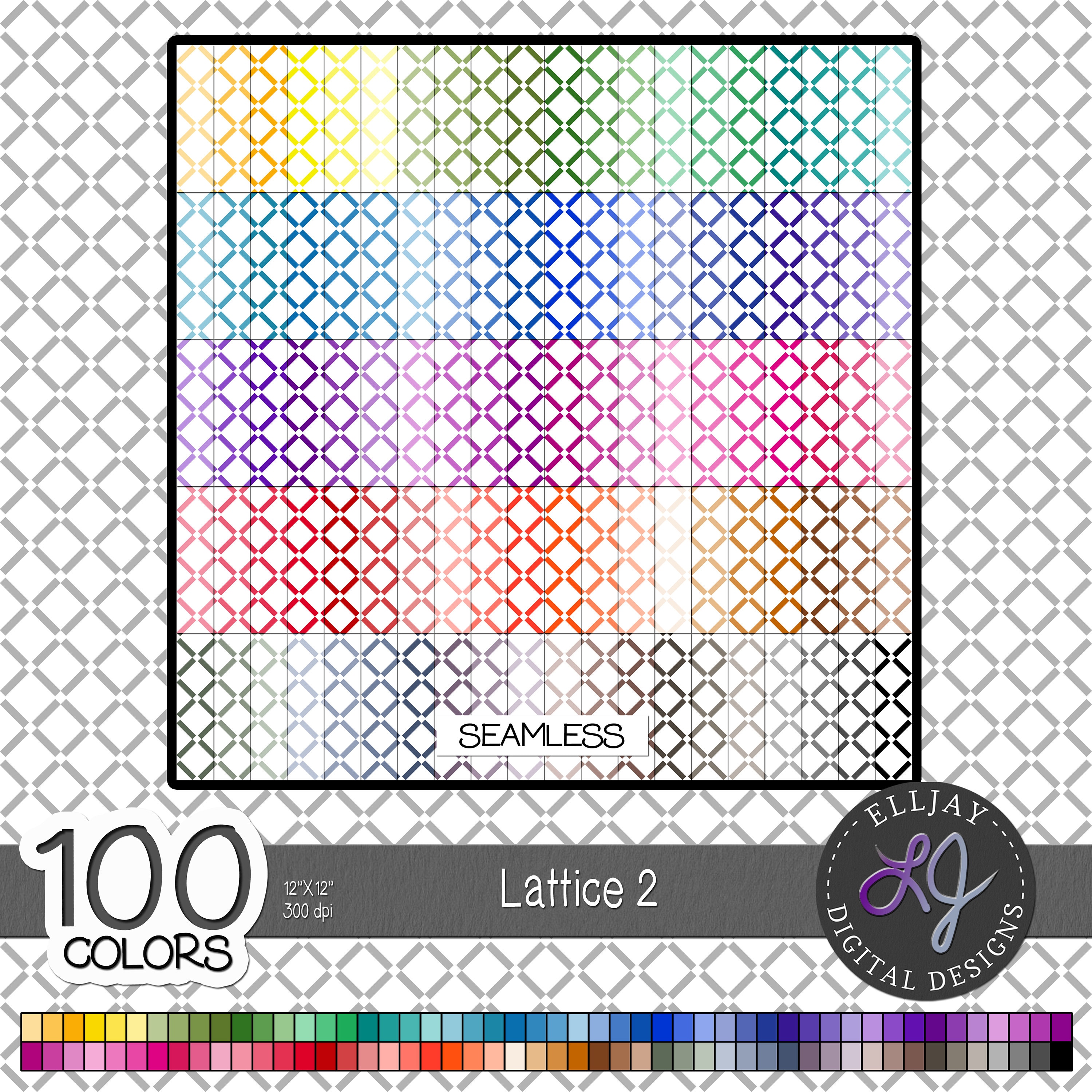 Lattice Digital Paper Pack. 100 Rainbow Colors. Seamless Patterns ...