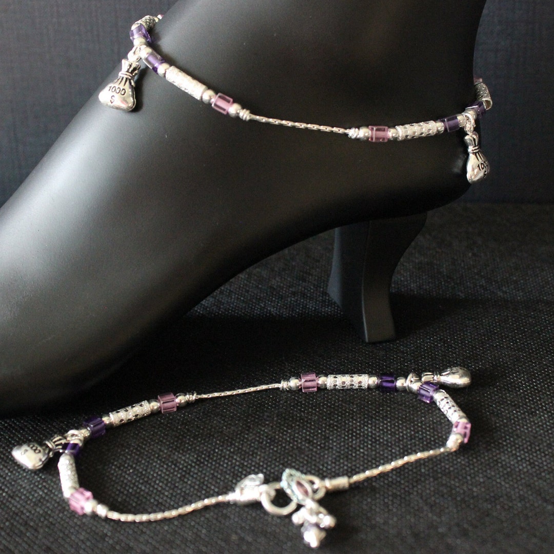 Silver Designer Anklets for Women | Fancy Light Weight | 10 Inches | 1 ...