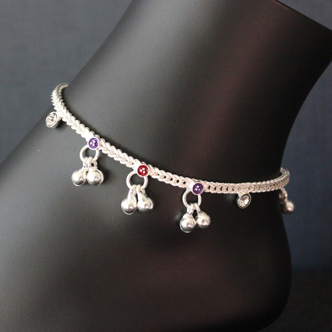 Silver Designer Anklets for Girls | Kids | 8 Inches | 1 Pair - Etsy
