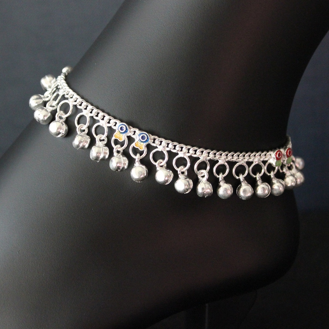 Silver Designer Anklets for Girls | Kids | 8 Inches | 1 Pair - Etsy