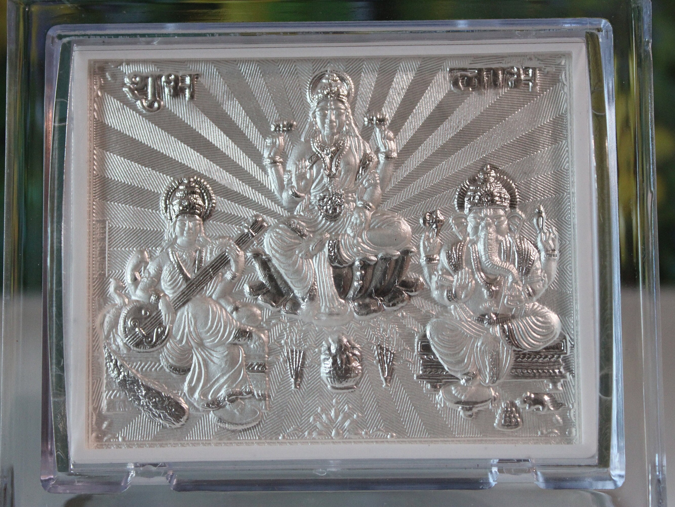 999 Pure Silver Lakshmi Ganesha Saraswati // Radha Govind Frame With ...