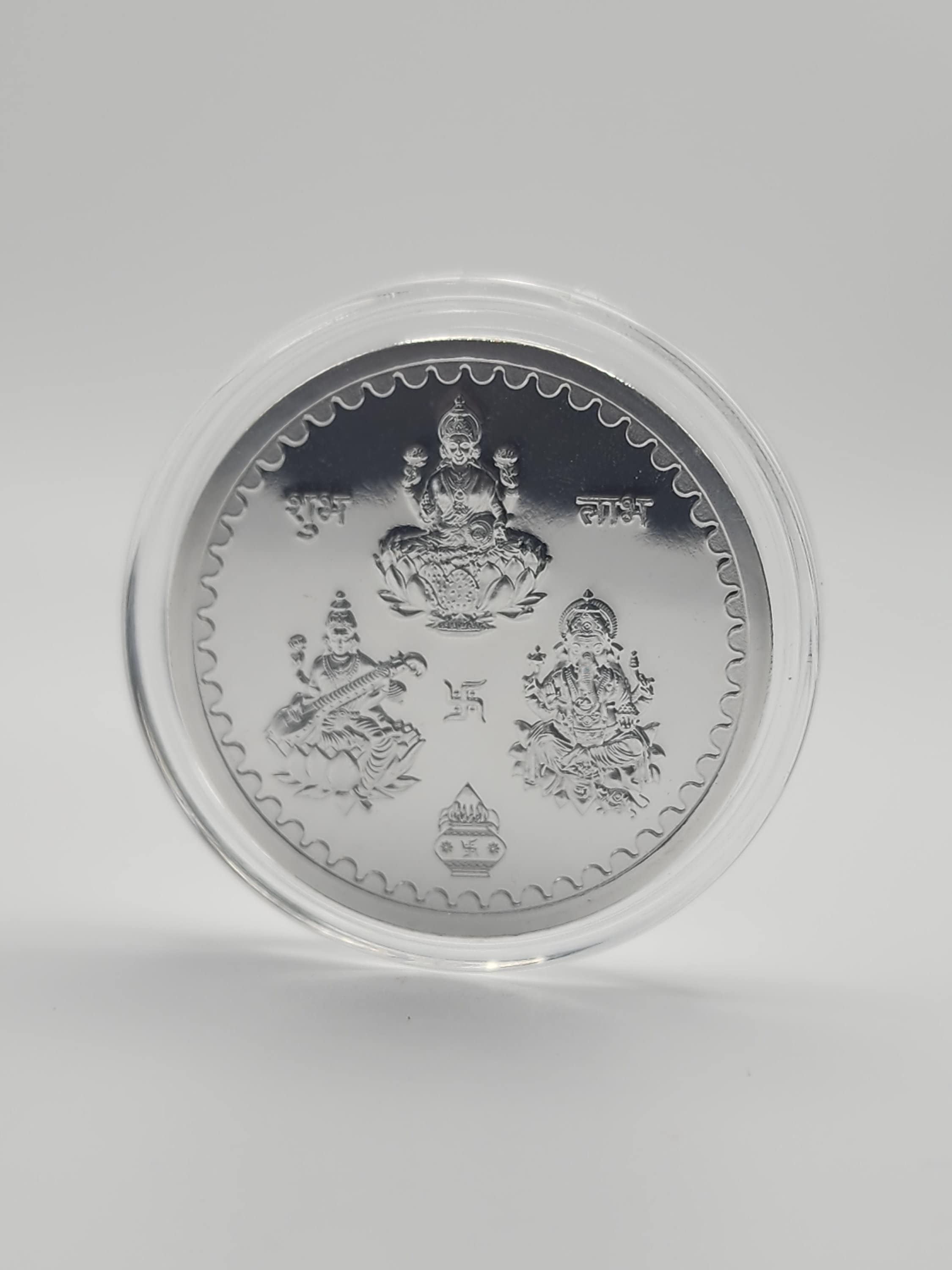 999 Pure Silver Coin 10 Gms Goddess Lakshmi Goddess Saraswati Lord ...