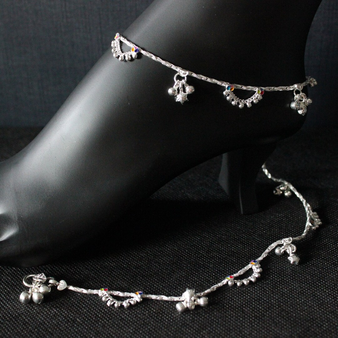Silver Designer Anklets for Women | Fancy Light Weight | 10 Inches | 1 ...