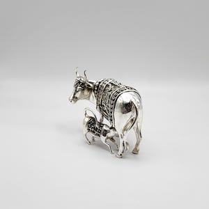 925 Silver Cow With Calf Idol | Kamdhenu Cow | Multiple Sizes - Etsy