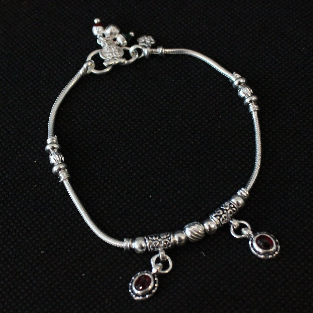 Silver Designer Anklets for Kids | Fancy Light Weight | 7.5 Inches | 1 ...