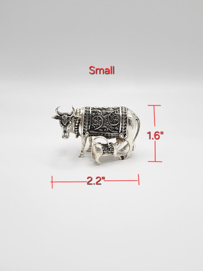 925 Silver Cow With Calf Idol | Kamdhenu Cow | Multiple Sizes - Etsy