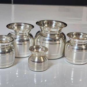 999 Pure Silver Kalash for Home Temple | Multiple Size Options - Etsy