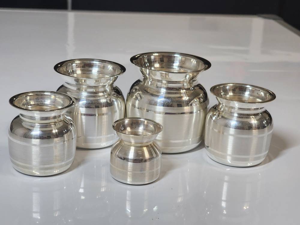 999 Pure Silver Kalash for Home Temple | Multiple Size Options - Etsy
