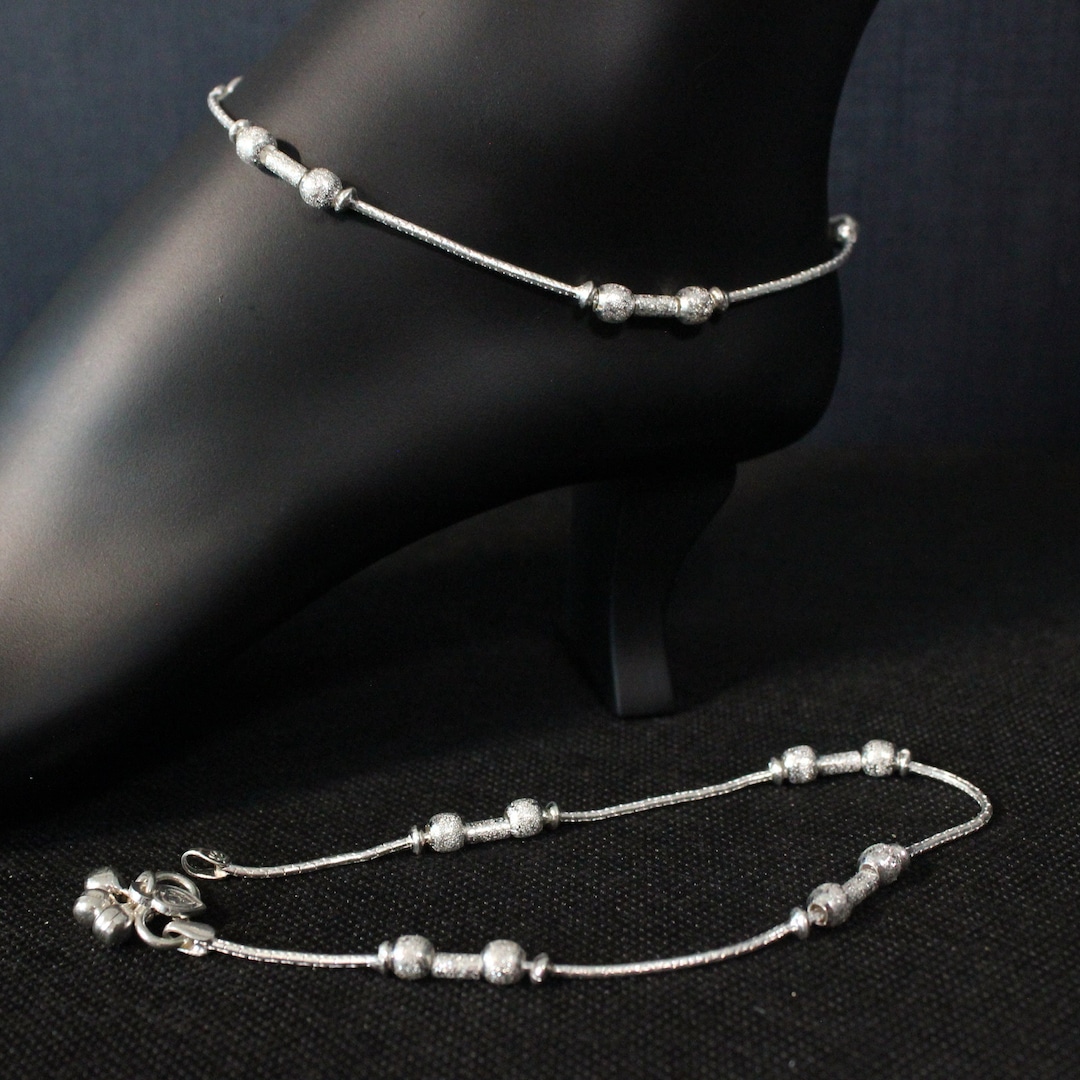 Silver Designer Anklets for Women Fancy Light Weight 10 - Etsy