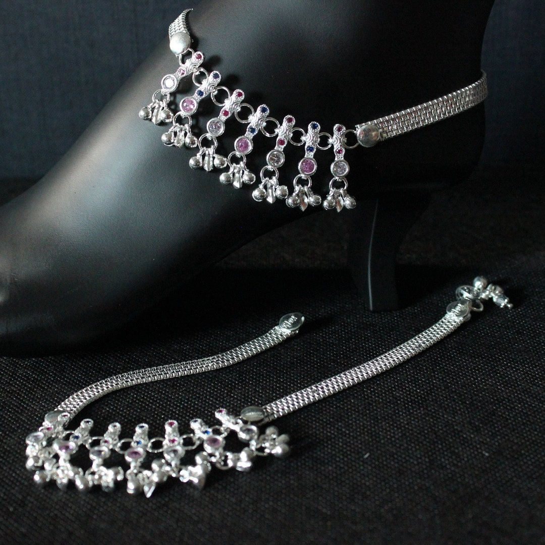 Silver Designer Anklets for Women | Fancy Light Weight | 10 Inches | 1 ...