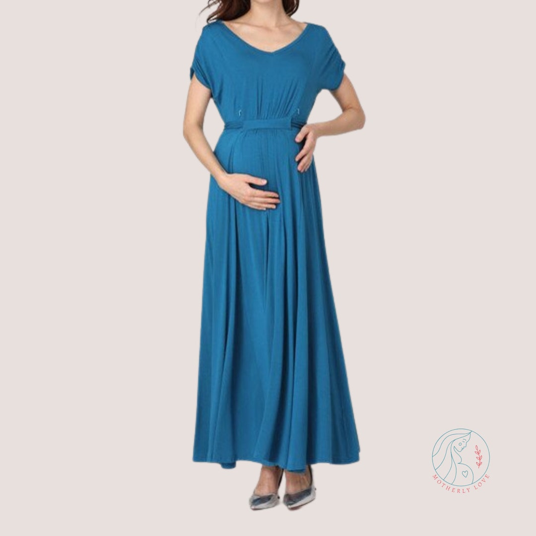 Elegant V-neck Cotton Maternity Dress: Formal Party Maternity Wear - Etsy