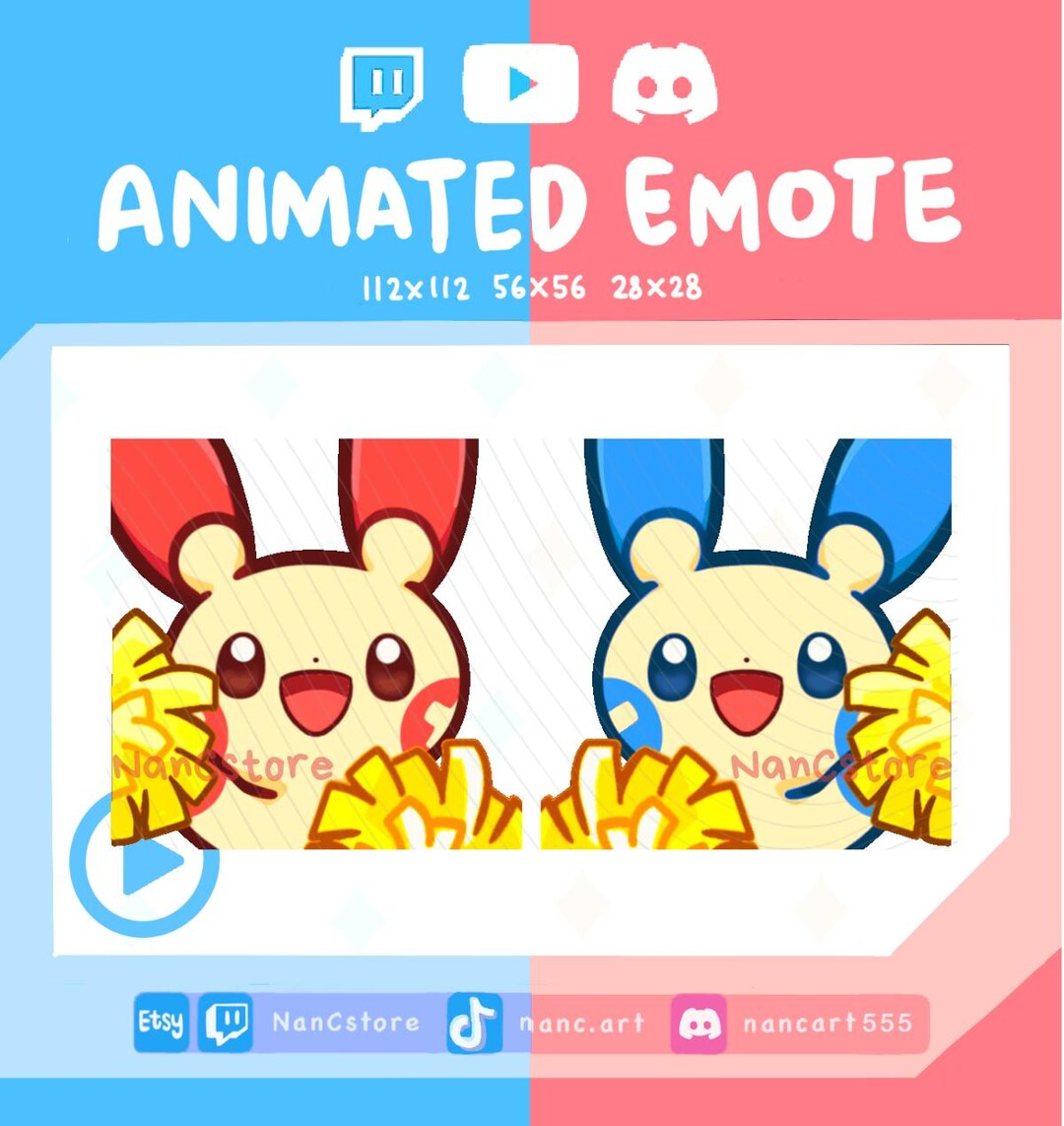 Animated Plusle Minun Cheering Emote | Cheerleading Pom Poms Twitch ...