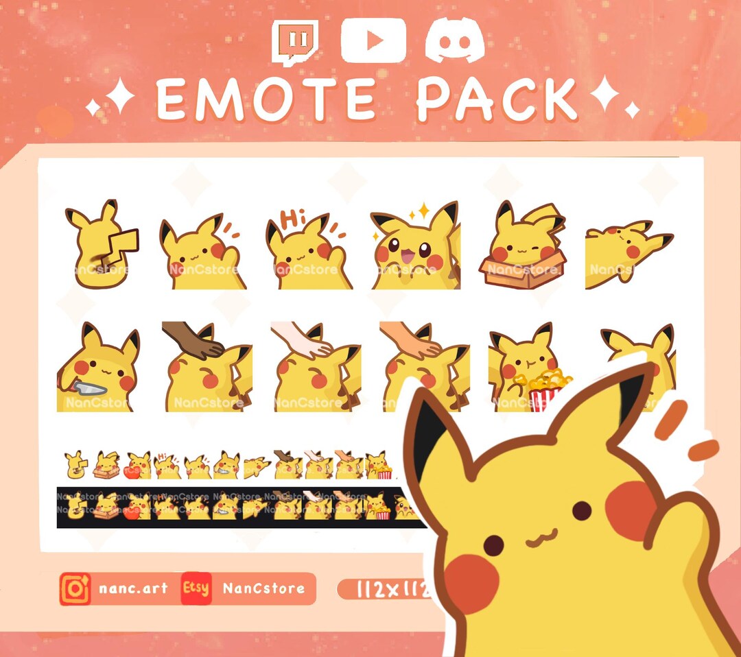 Smol Pikachu Emote Pack (A) — 12 Emotes for Streaming | Minimalist Set ...