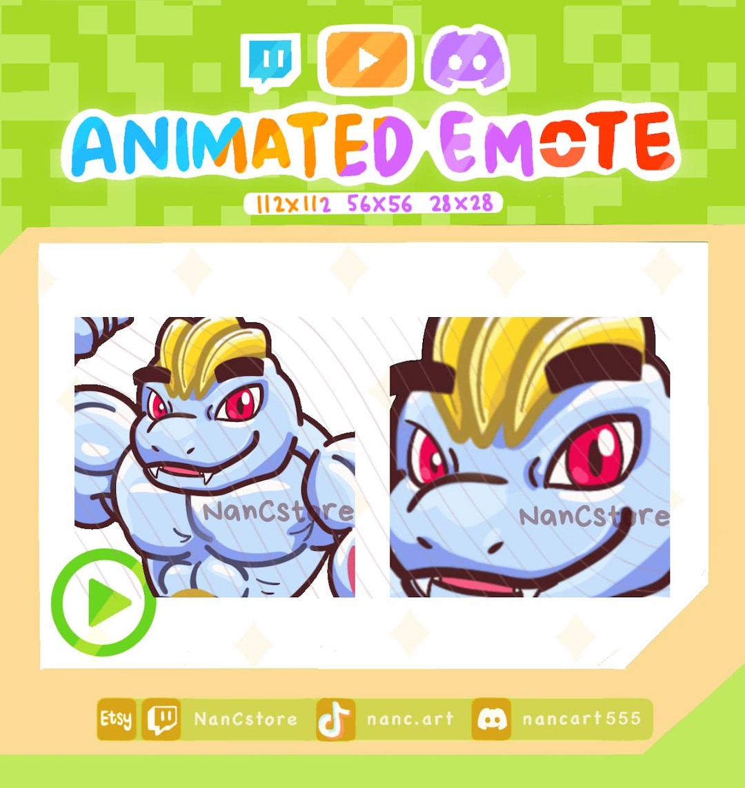 Flirty Machoke Muscular Smirk Animated Emotes | Pokopia Twitch Discord ...