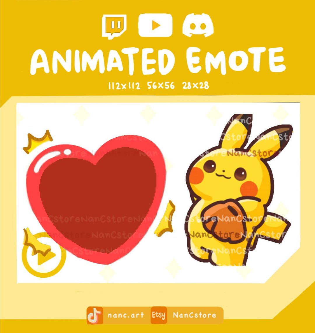 Pikachu Heart Throwing Animated Emote | Adorable Twitch & Discord Chat ...