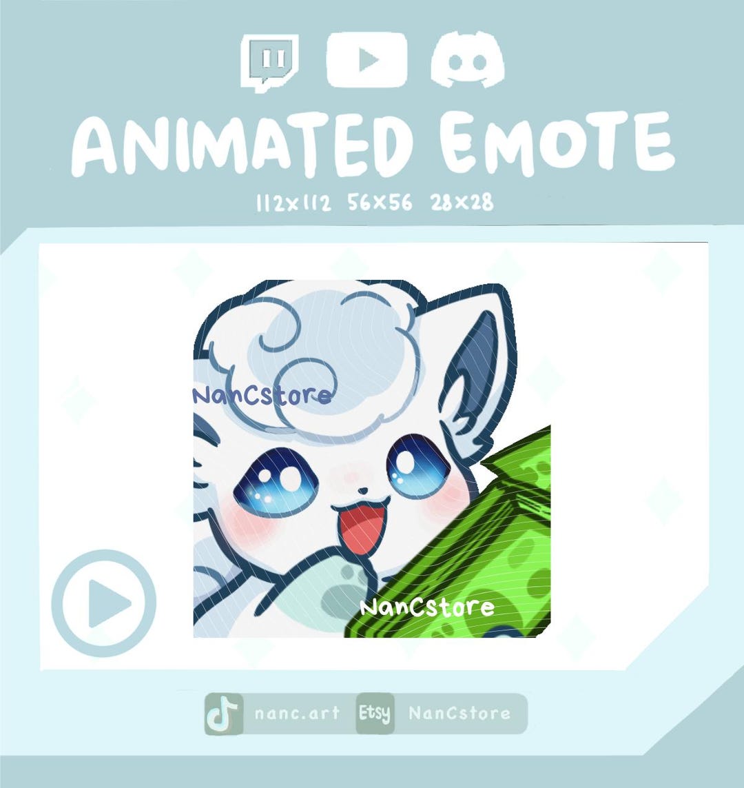 Animated Excited Alolan Vulpix Holding Money Emote | Discord Cute ...