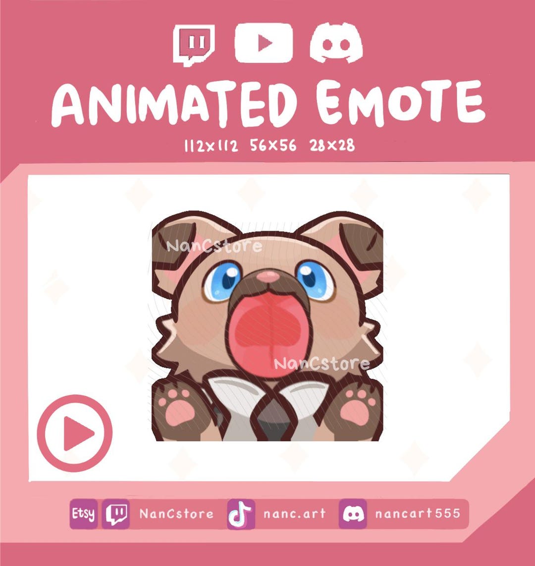 Animated Rockruff Licking Emotes | Adorable Pokemon | Streaming Emoji ...