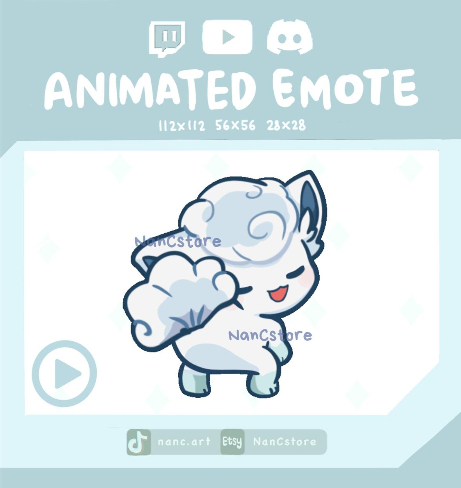 Twerk Alolan Vulpix Animated Emotes | Adorable Pokemon Chat Streaming ...