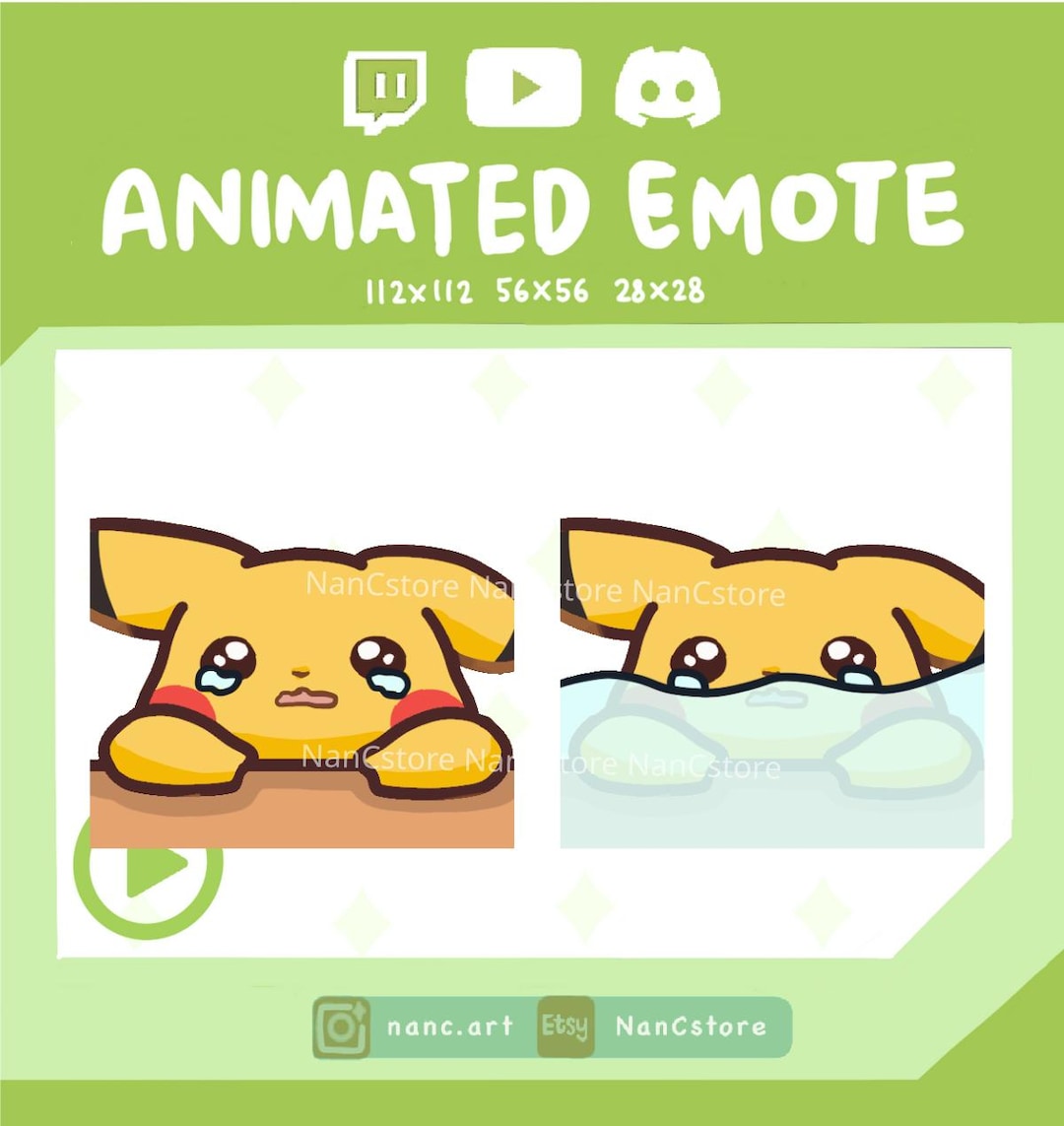 Animated Crying Out Pikachu Emotes | Chibi Cat | Streaming Emoji ...
