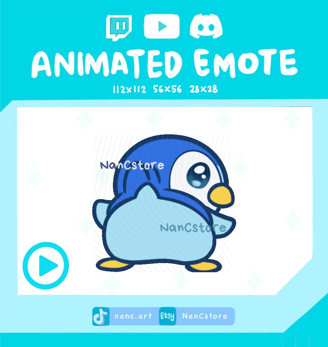 Animated Kawaii Piplup Wiggle Dance Emotes | Streaming Emoji Twitch ...