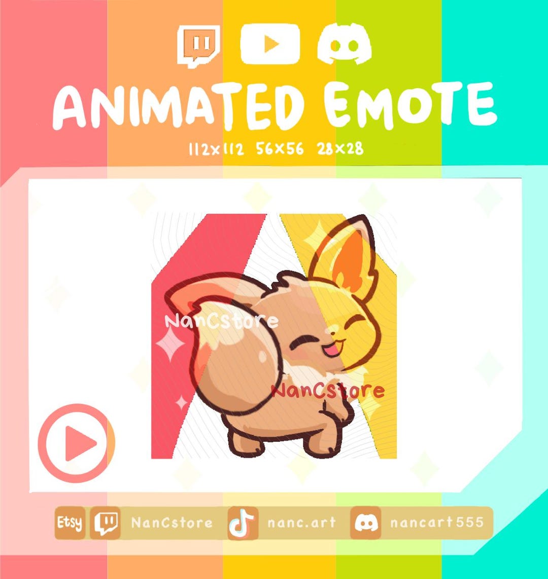 Emotes animados de Twerk Eevee RAVE ver / Emoji de transmisión de chat ...