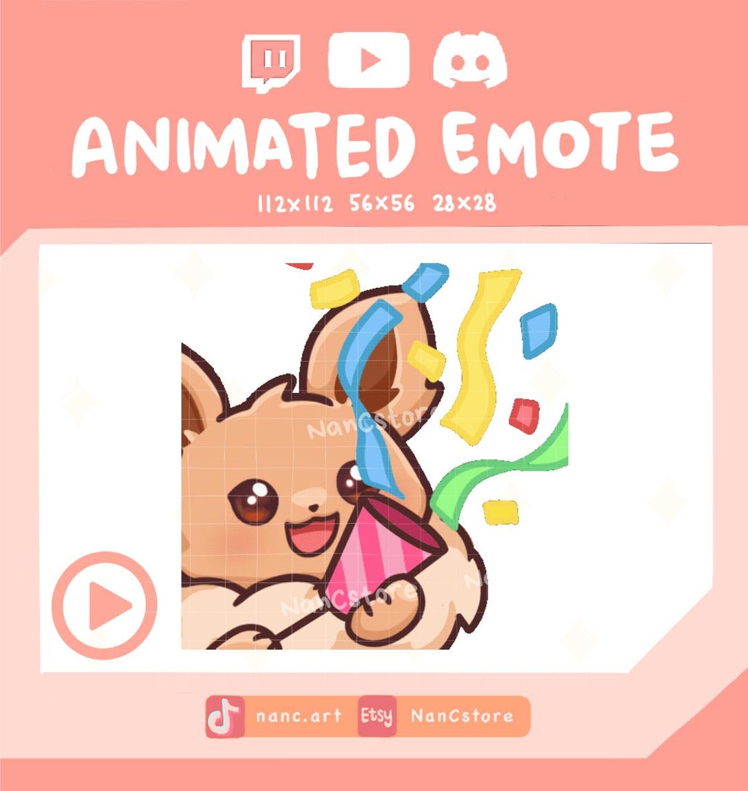 Happy Eevee Celebrating Animated Emotes | Cute Pokemon | Twitch Discord ...